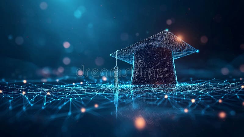 Online Education Graduation Cap Digital Network Connectivity Stock ...