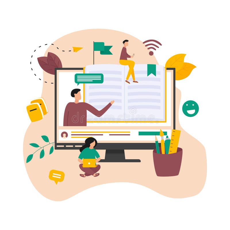 Vector E-learning Pattern. E-learning Seamless Background Stock Vector - Illustration of student ...