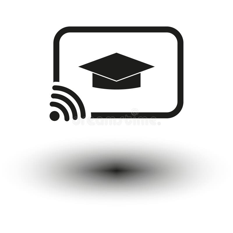 Online Education Icon. Black and White. Vector Learning Symbol. Digital ...