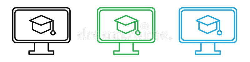 Online Education Icon Representing E-learning and Virtual Classrooms ...