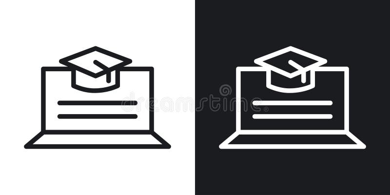 Online Education Icon Set. Course Book Webinar Vector Symbol in a Black ...