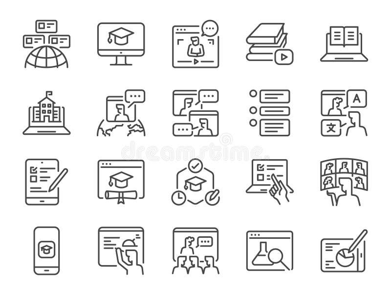 Online Education Icon Set. Included the Icons As Graduated, Books ...
