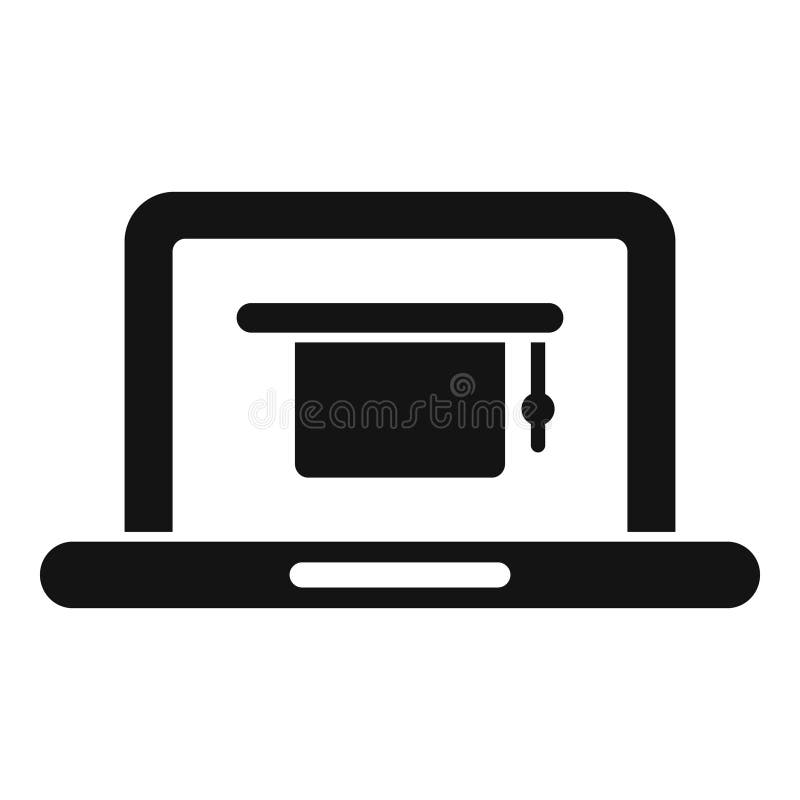 Online Education Icon Showing Graduation Hat on Laptop Screen Stock ...