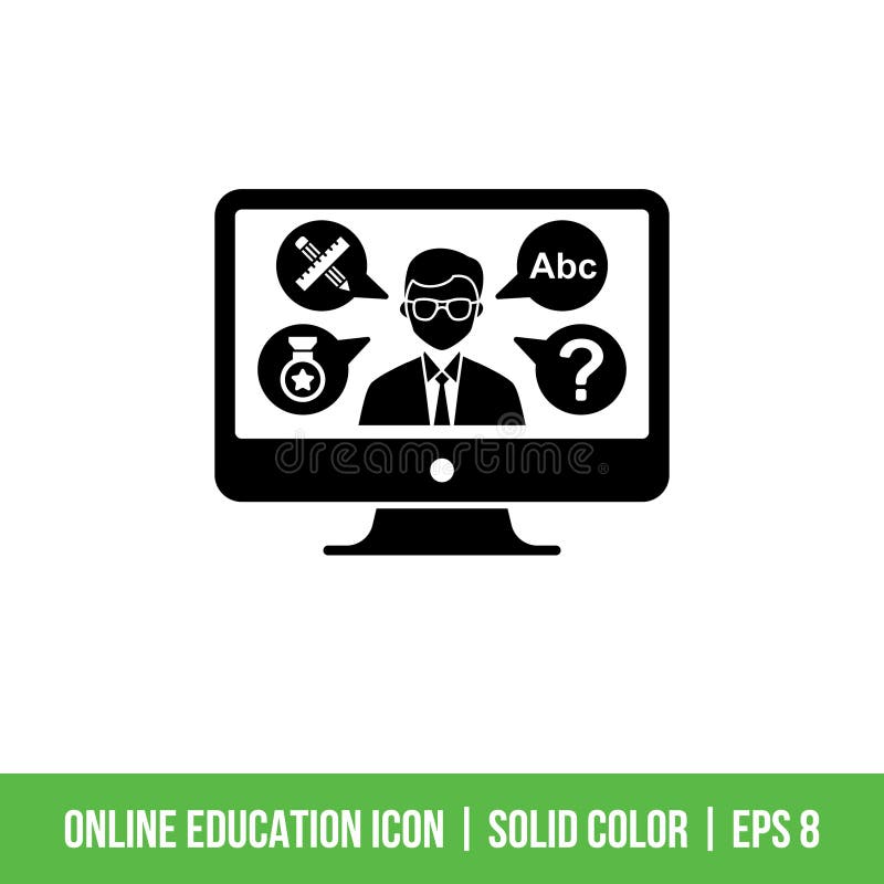 Online Education Icon Template Vector Solid Color Stock Vector ...