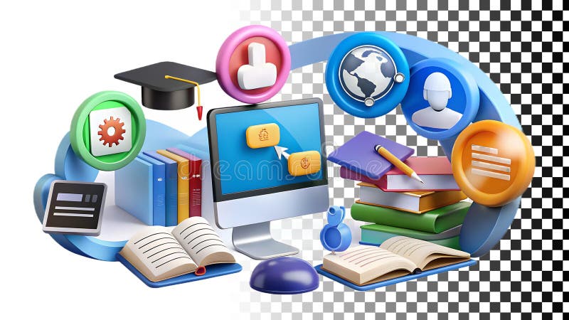 Online Education Icons Digital Learning and Remote Study Symbols ...