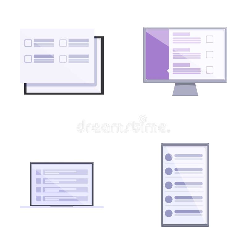 Online Education Icons Set Cartoon Vector. Taking Exam or Test on ...
