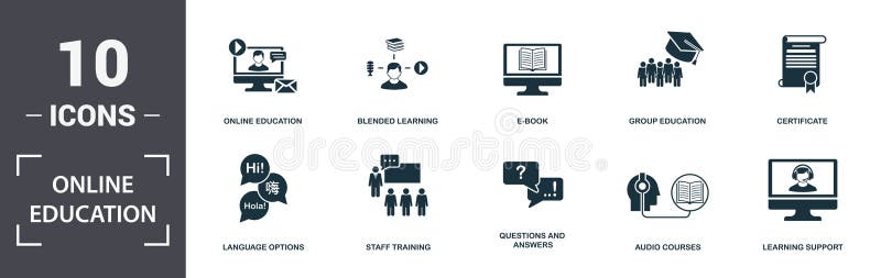 Online Education Icons Set Collection. Includes Simple Elements Such As ...