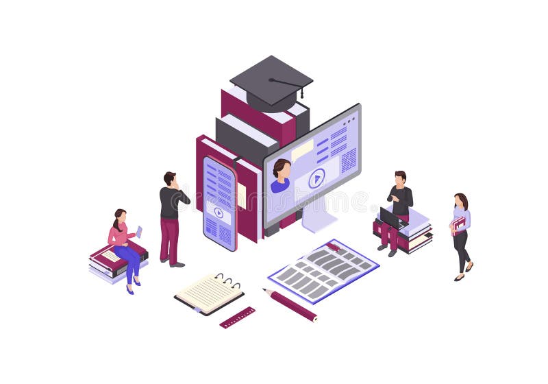 Online Education 2D Vector Isolated Illustration Set Stock Vector ...