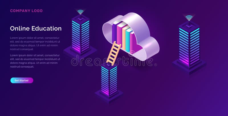 Online Education Isometric Concept Stock Vector - Illustration of book ...