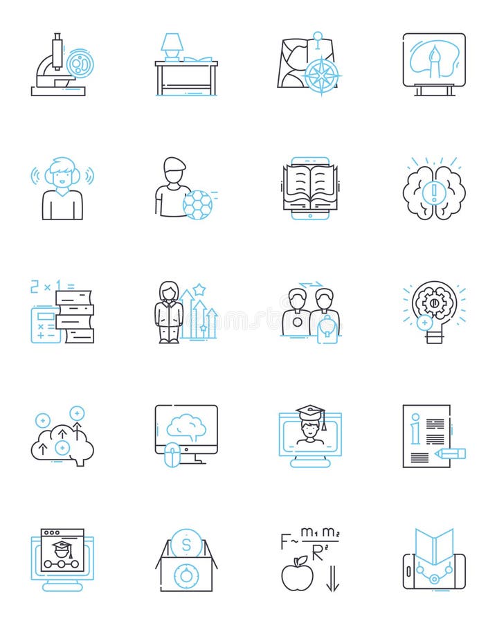 Online Education Linear Icons Set. E-learning, Webinar , Distance ...