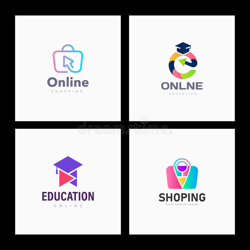Online Education Logo Design Vector, Online Shopping Logo Design Vector ...