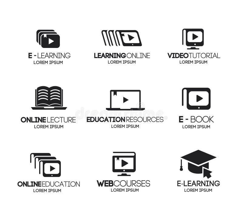 Online Education Logotype Vector Set Stock Vector - Illustration of ...