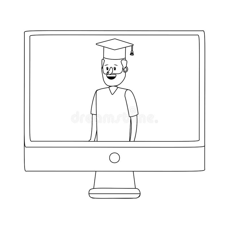 Online Education Man Cartoon Stock Vector - Illustration of study ...