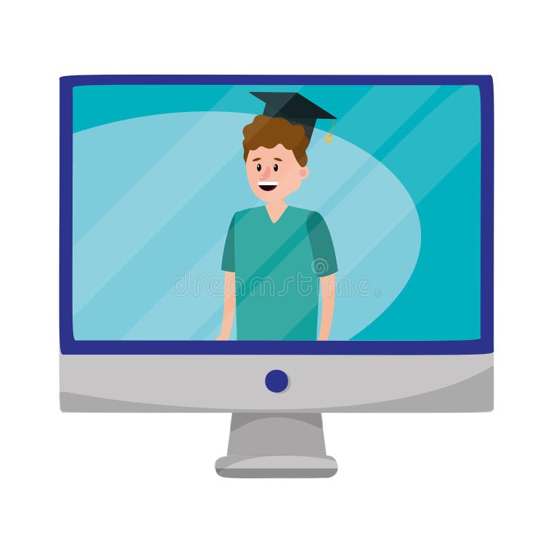 Online Education Man Cartoon Stock Vector - Illustration of teaching ...