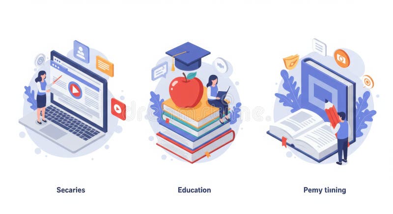 Online Education Methods Isometric Illustration Isolated on White ...