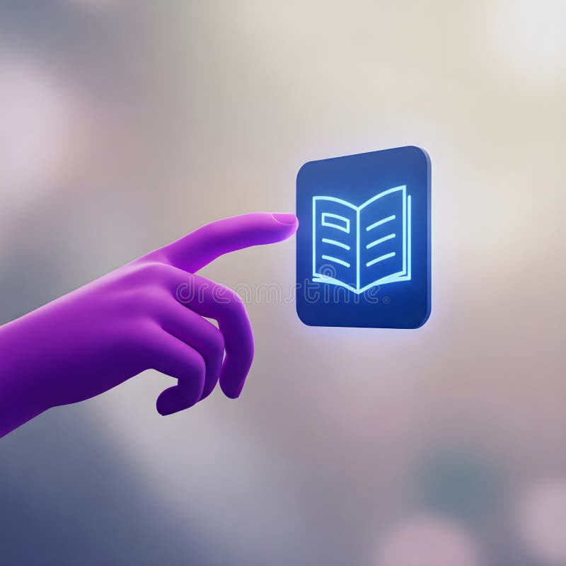 A Stylized Digital Hand Interact with Study Icon on a Phone Stock ...
