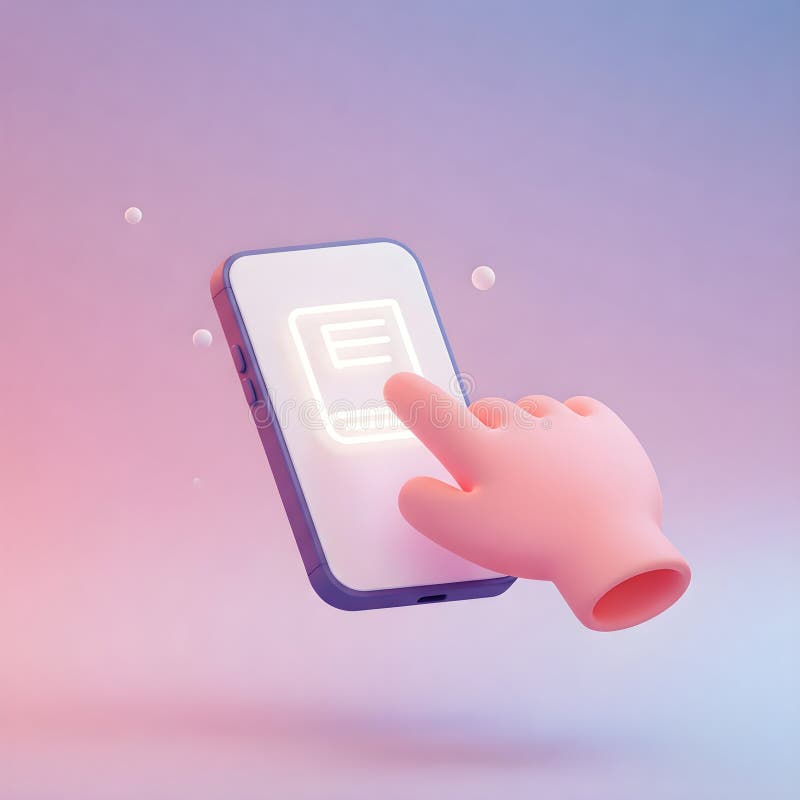 A Stylized Digital Hand Interact with Study Icon on a Phone Stock ...