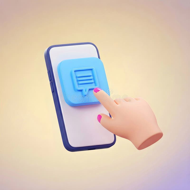 A Stylized Digital Hand Interact with Study Icon on a Phone Stock ...