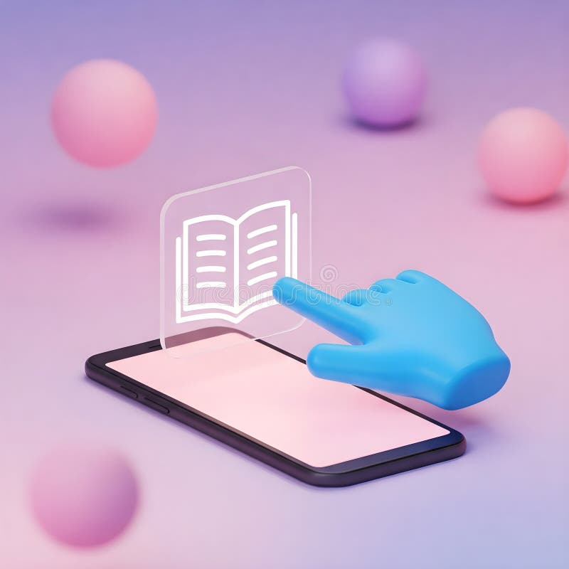 A Stylized Digital Hand Interact with Study Icon on a Phone Stock ...