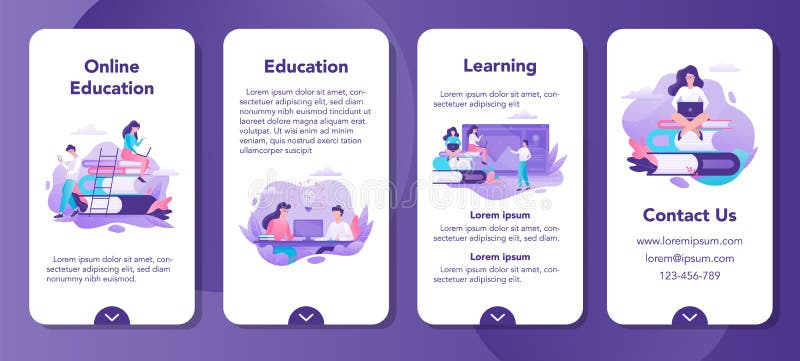 Online Education Mobile Application Banner Set. Idea of Distance ...