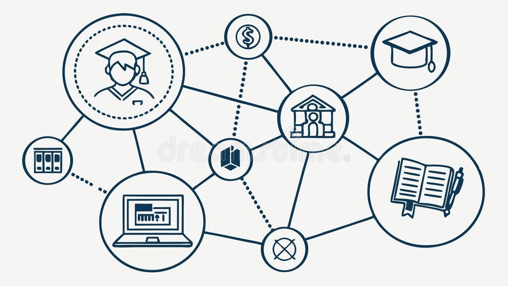 Online Education Network, Digital Learning and E,learning Concept Vector Design Generative AI ...