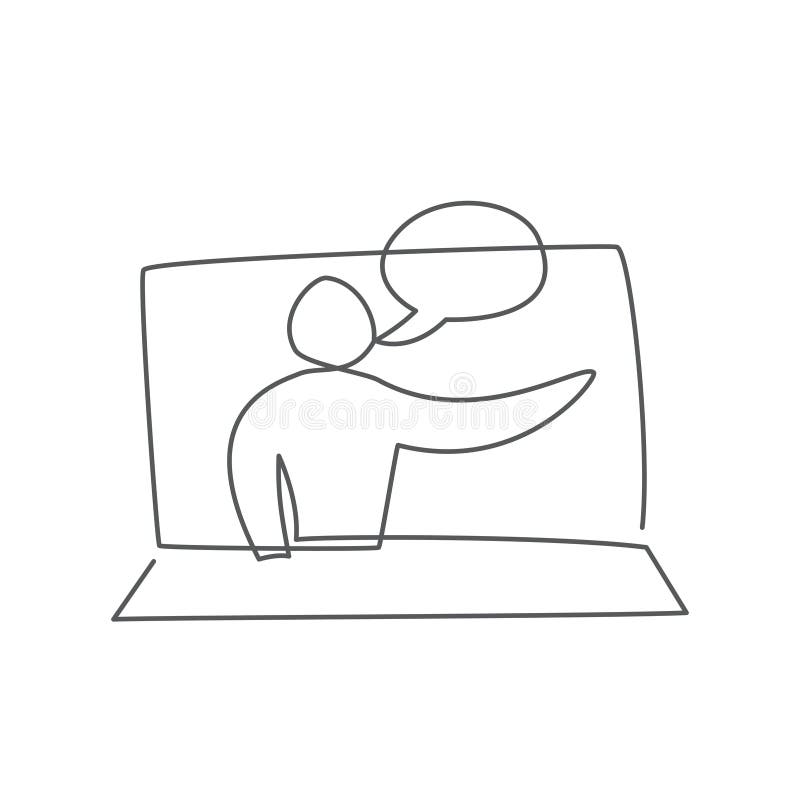 Online Education One Line Drawing on White Stock Vector - Illustration ...