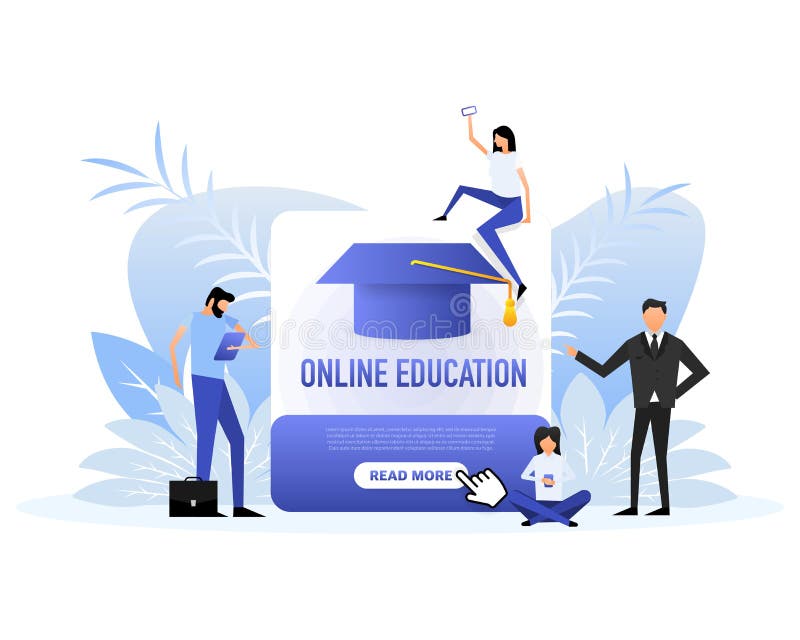 Online Education People in Flat Style. Flat Vector Illustration ...