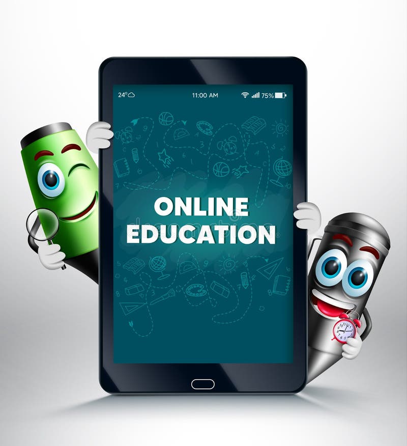 Online Education on Phone Vector Design. Online Education Text in ...