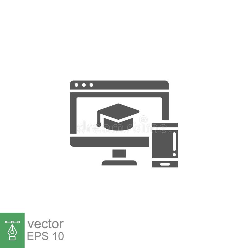 Online Education Platform Glyph Icon Stock Vector - Illustration of ...