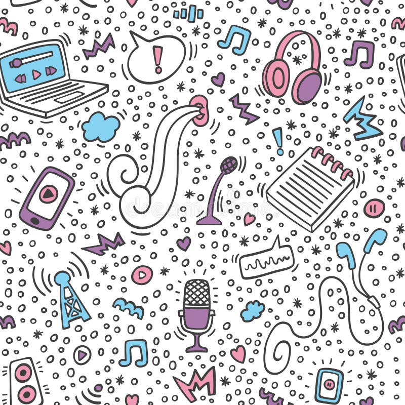 Online Education and Podcasts Background. Stock Vector - Illustration ...