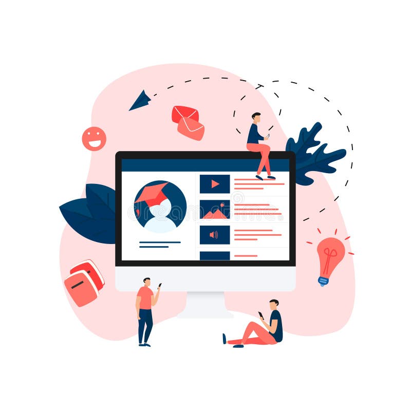 Online Education Program Software. E-learning Concept with Icon Stock ...