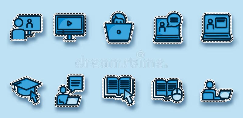 Online Education School Sticker Vector Illustration Isolated Background ...