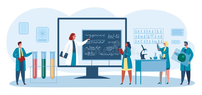 Online Education Scientists Study Biologist Remotely Concept Stock ...