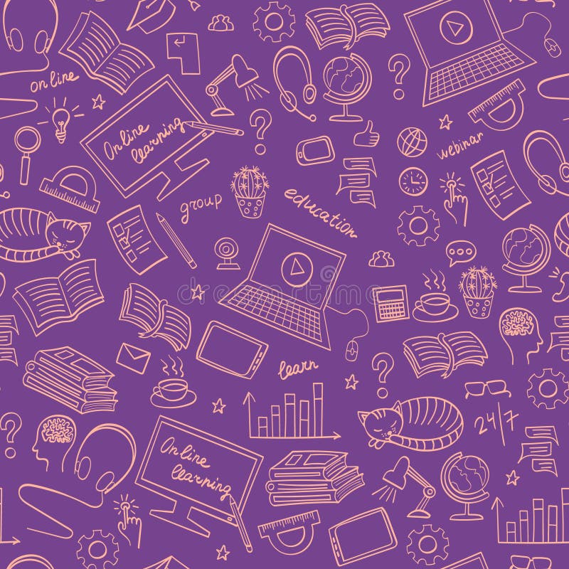Online Education Seamless Pattern Stock Vector - Illustration of distance, lesson: 191363410