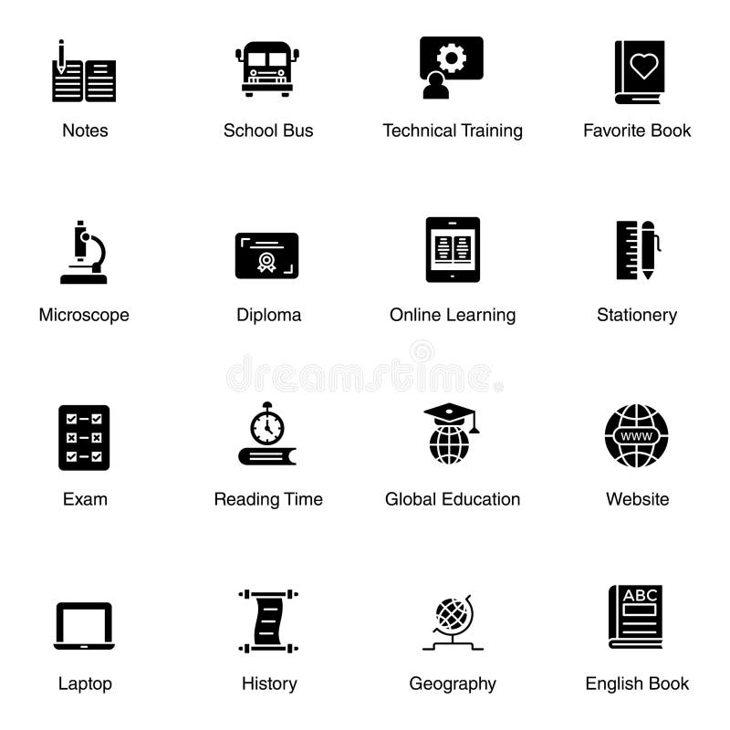 Learning and Education Line Icons Pack Stock Vector - Illustration of ...