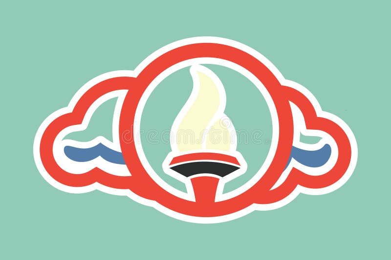 Online Education Sticker Logo Concept. Torch and Cloud Icon Stock ...