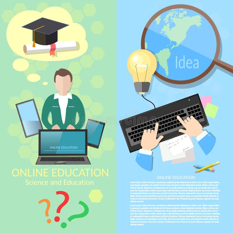 Online Education Concept E-learning Global Distance Education Stock ...