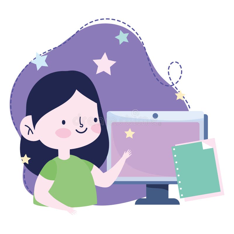 Online Education, Student Girl Computer Book, Website and Mobile ...
