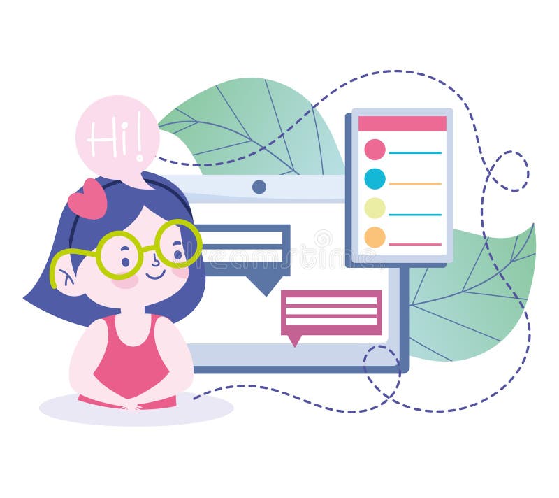 Online Education, Student Girl Computer and Smartphone, Website and ...