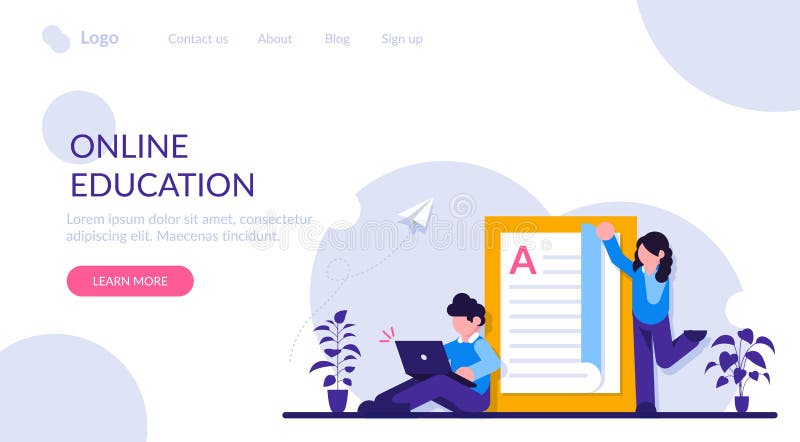 Online Education. Students Study Disciplines Over the Internet. the Guy ...