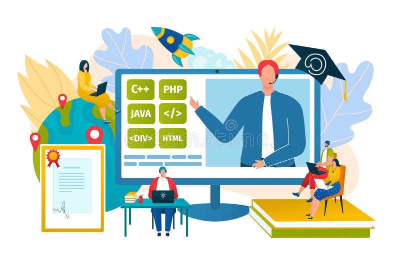 Online Education Study Technology Concept, Flat Computer Web University ...