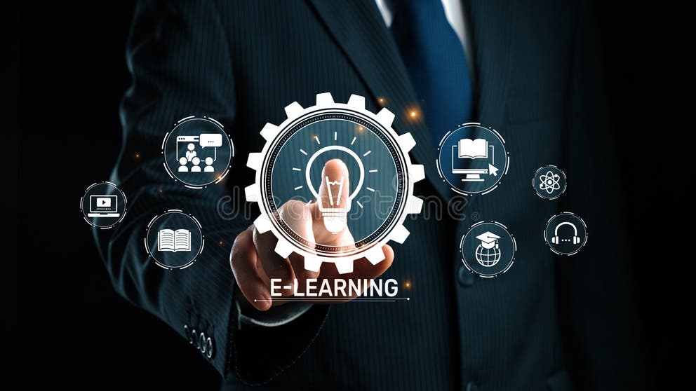 Online Education System for Remote Learning and Virtual Study Elide Stock Image - Image of ...