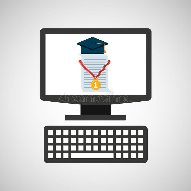 Online Education Technology Cap Certificate Stock Vector - Illustration ...