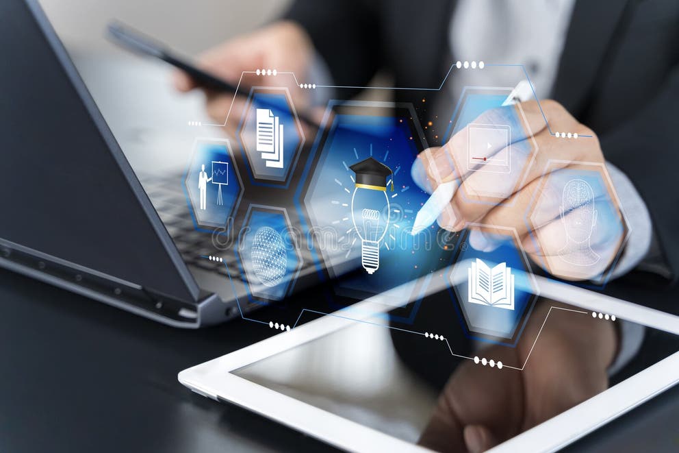 Online Education Technology Concept, E-learning Education, Internet ...