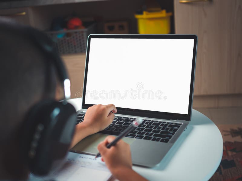 Online Education, Technology Studying at Home Using Laptop Computer ...