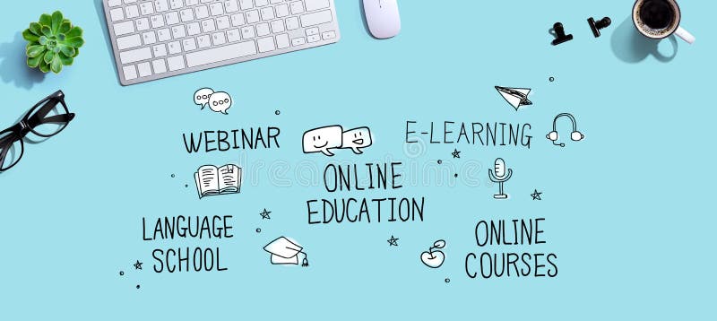 Online Education Theme with a Computer Keyboard Stock Photo - Image of ...
