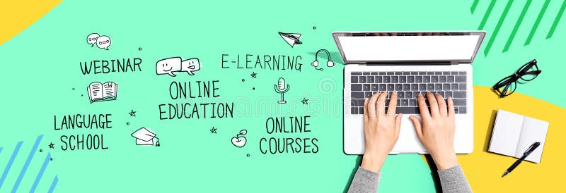 Online Education Theme with Person Using a Laptop Stock Image - Image ...