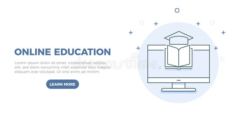 Online Education Thin Line Icon Illustration. Vector Design with ...