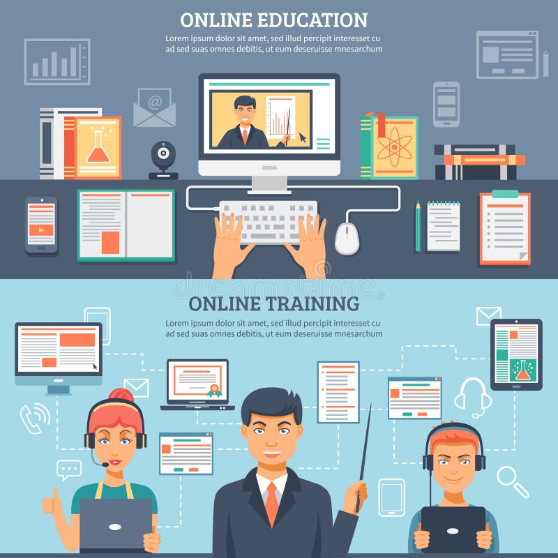 Online Education Training Banner Set Stock Vector - Illustration of ...