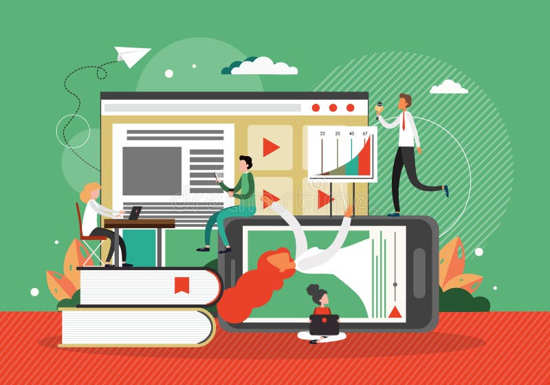 Online Education and Training, Concept Vector Illustration. Digital ...